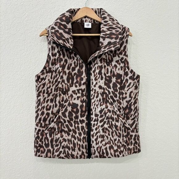 CAbi | Jackets & Coats | Cabi Leopard Print Puffy Vest Size Medium ...